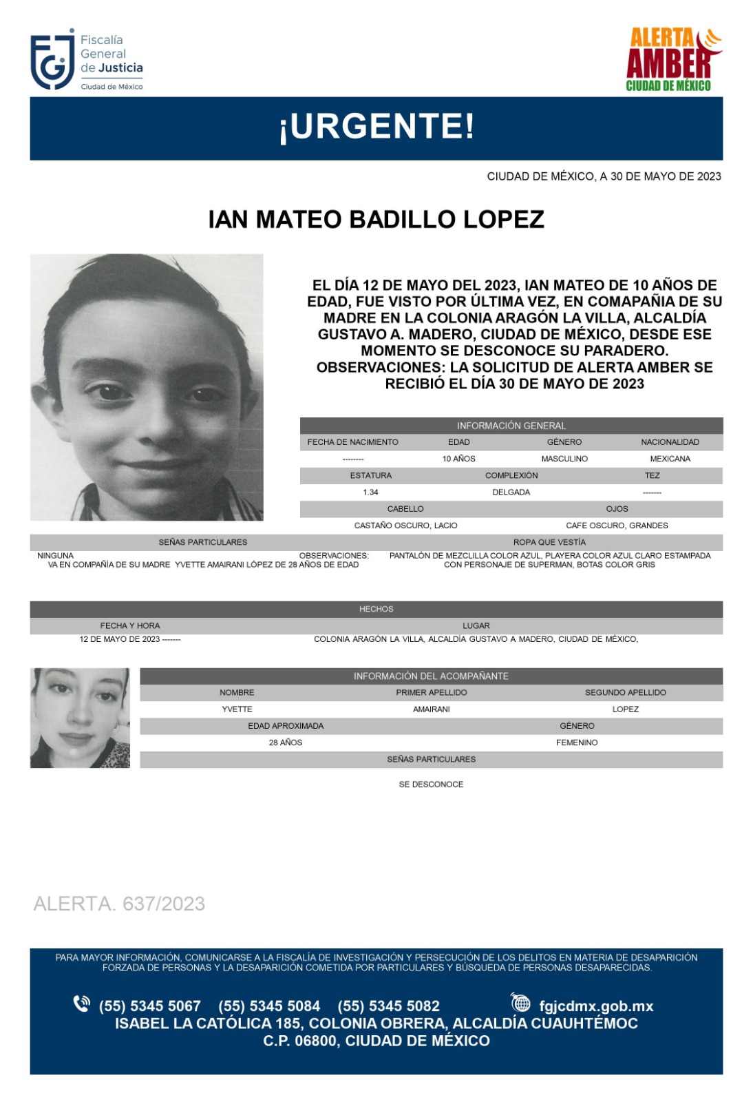 Fiscalía CDMX on Twitter: "Se activa #AlertaAmber para localizar al menor de 10 años de edad, de ...