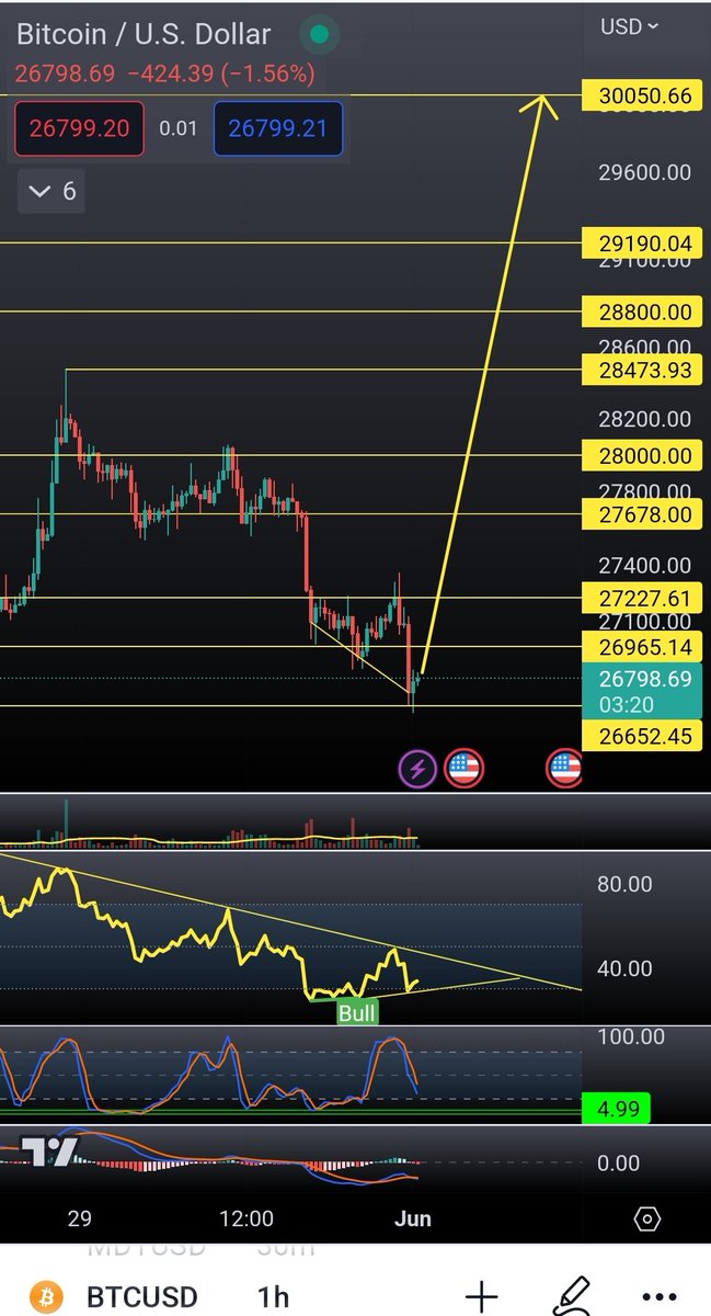 Syed Hussaini.BULL🇸🇦🚀🚀🚀 on Twitter: "$BTC on the 1-hr showed double bullish divergence with RSI ...