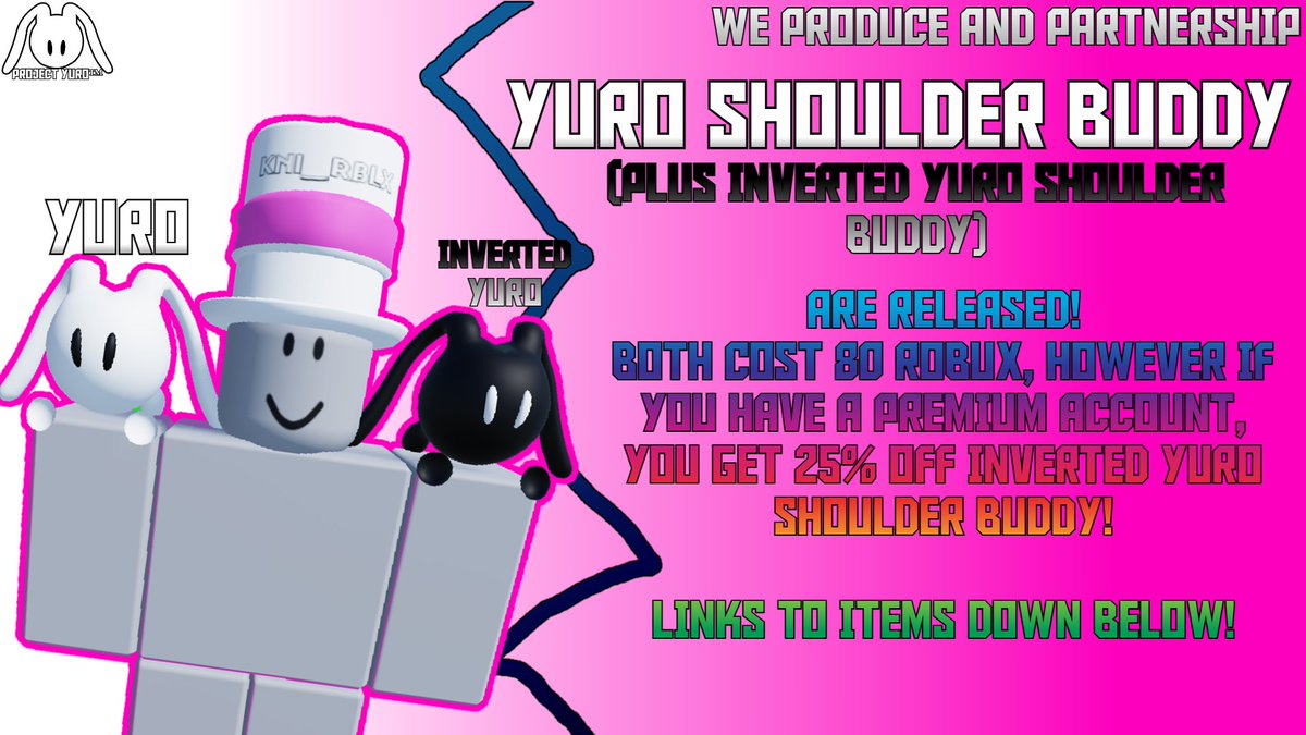 Project Yuro™ Studios on Twitter: "Yuro Shoulder Buddy: https://roblox.com/catalog/13612684789 ...
