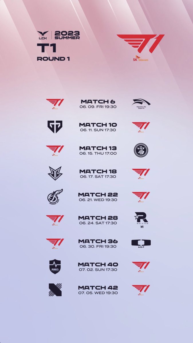 뽀 on Twitter: "2023 LCK SUMMER 1라운드 #T1 배경화면"