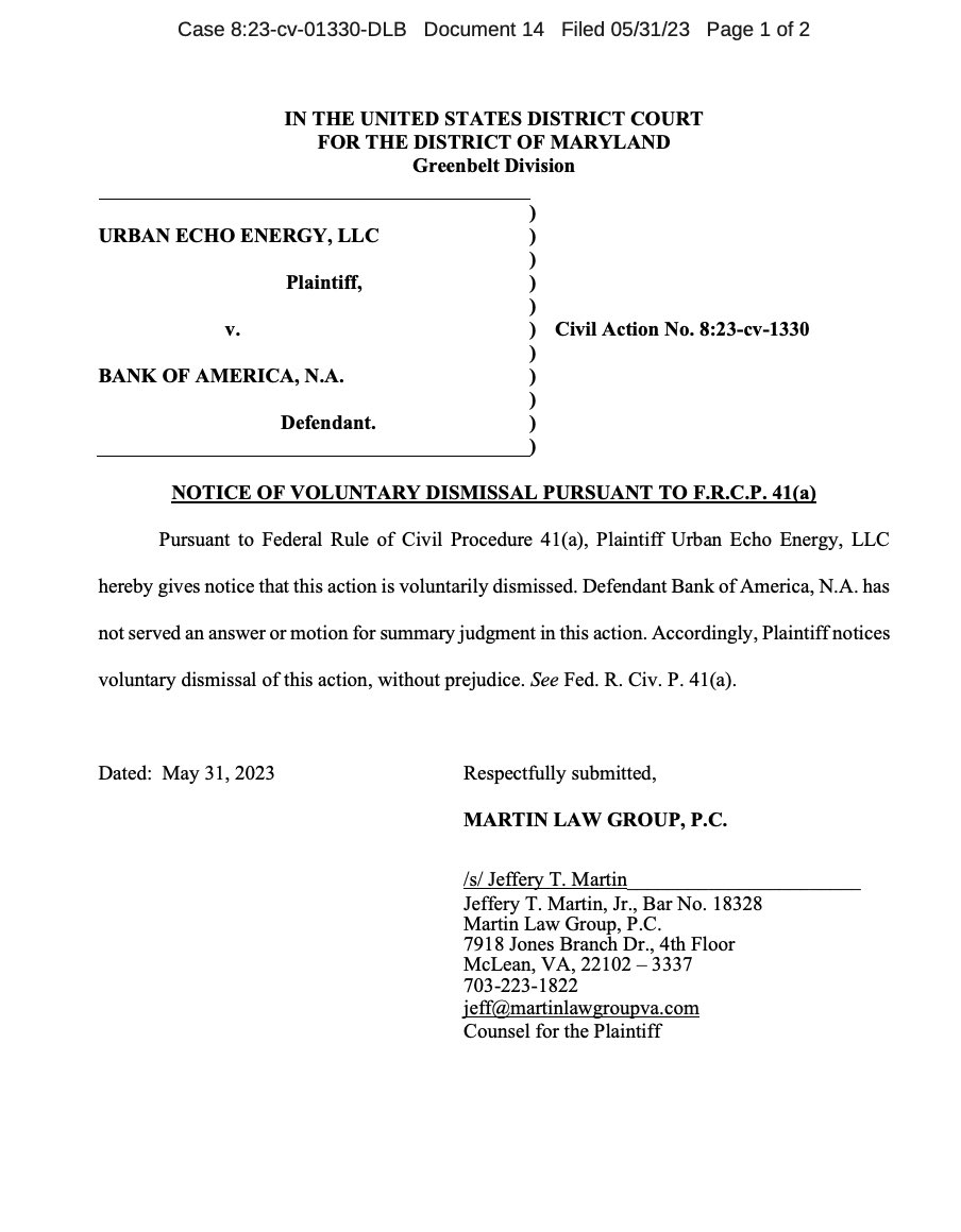 Daniel Wallach on Twitter: "BREAKING: Brian Davis has withdrawn his lawsuit against Bank of ...