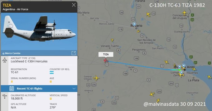 MalvinasData [Hernán] on Twitter: "El 30 de septiembre de 2021, el C-130H Hercules TC-61 de la ...