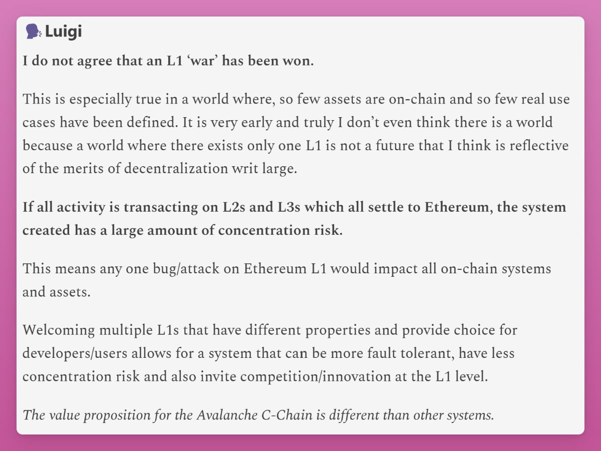 1/14 What’s the role of L1s in the era of L2s? I interviewed @luigidemeo, Head of DeFi/DevRel at ...