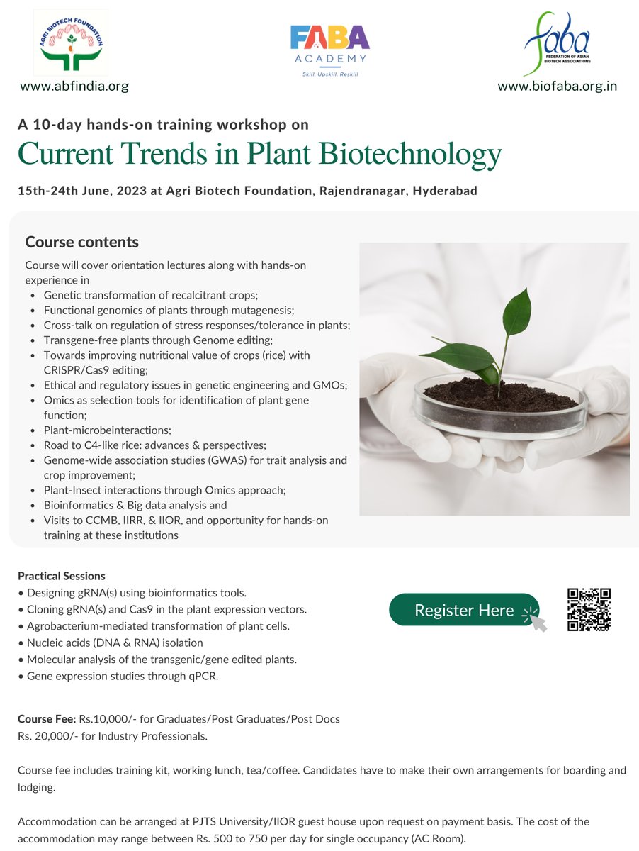 helpBIOTECH🧬🔬🦠🧫 on Twitter: "10-day Hands-on Training #Workshop on Current Trends in Plant # ...