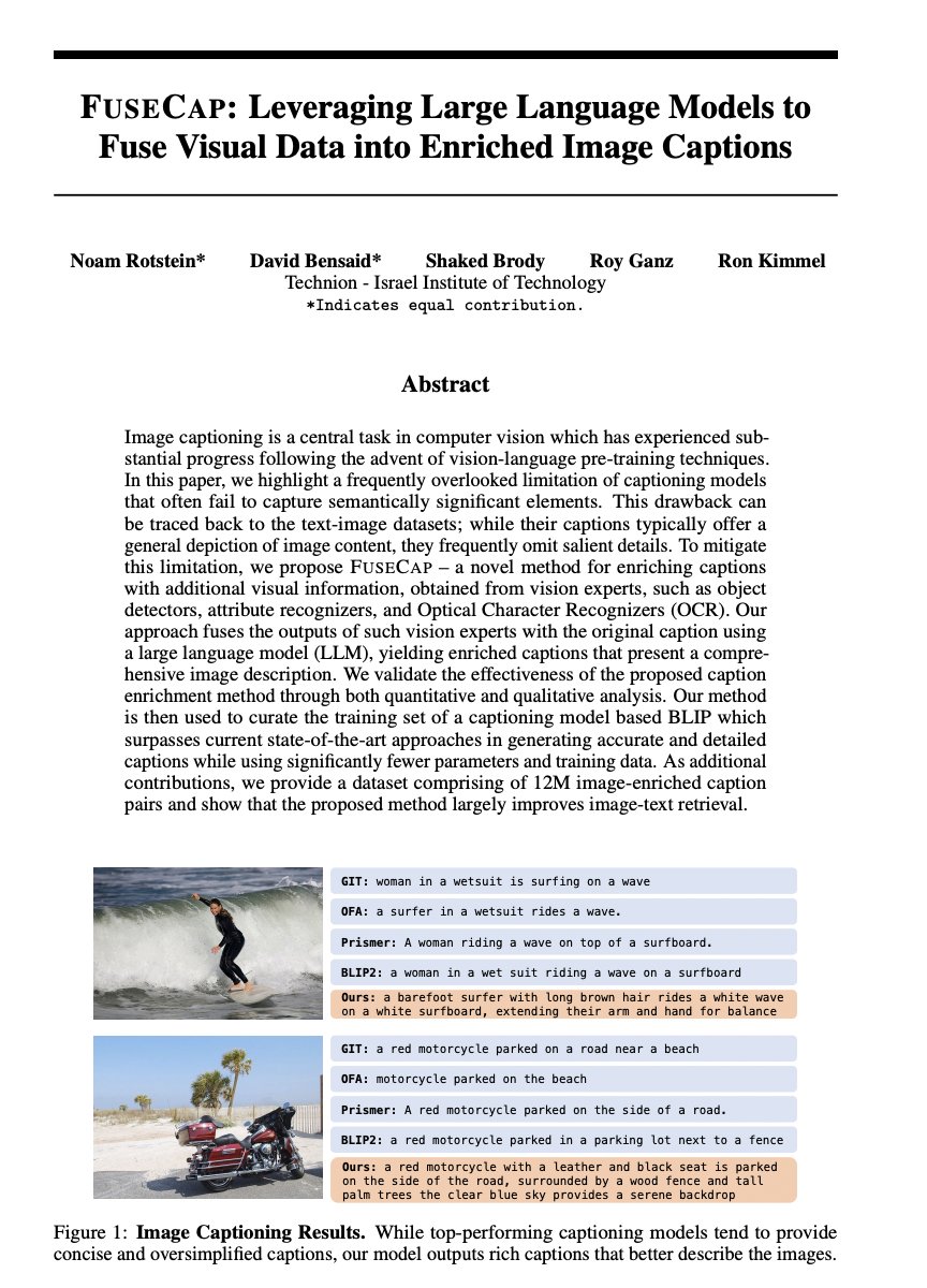AK on Twitter: "FuseCap: Leveraging Large Language Models to Fuse Visual Data into Enriched ...