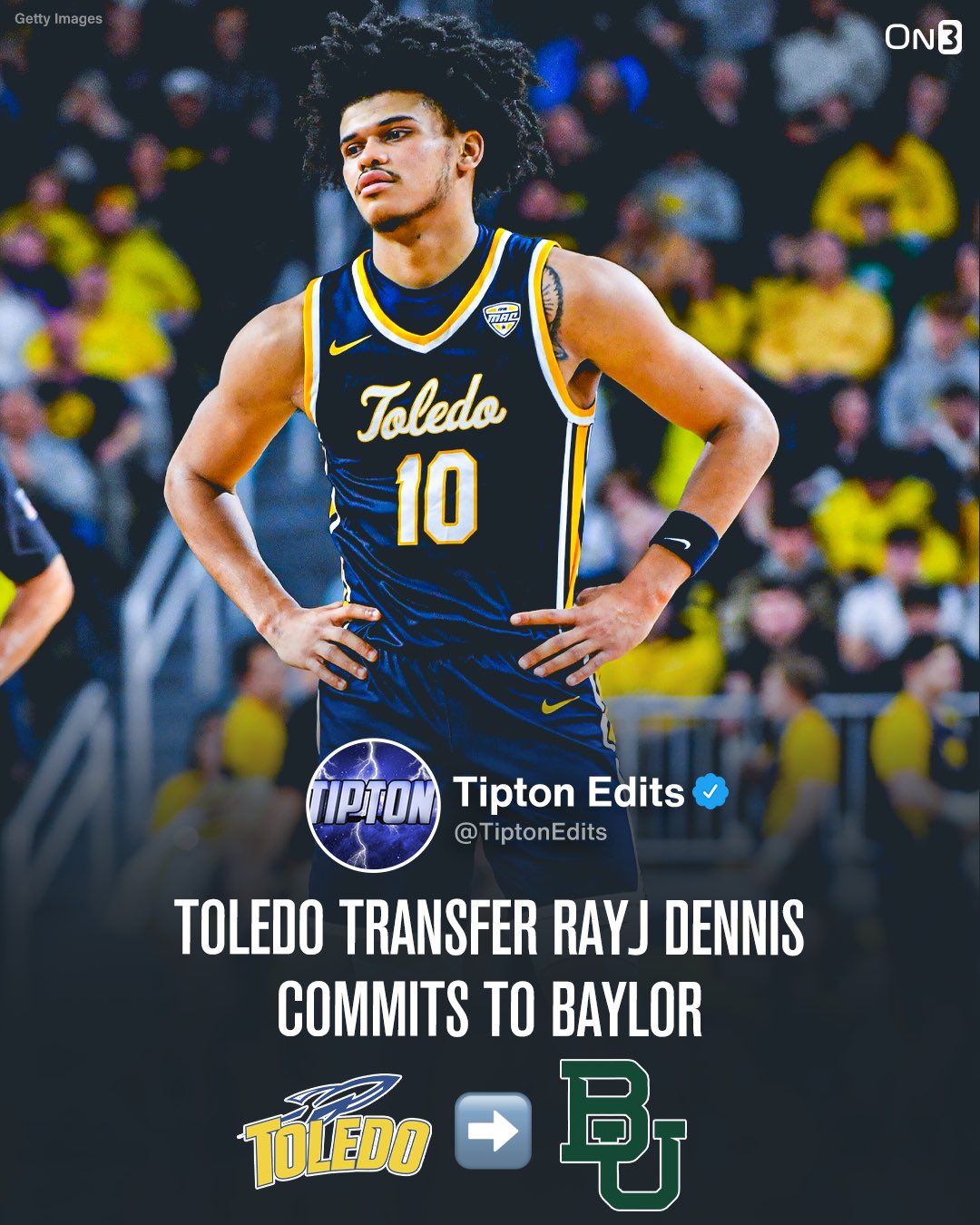 Joe Tipton on Twitter: "NEWS: Toledo transfer RayJ Dennis has committed to Baylor, he announced ...