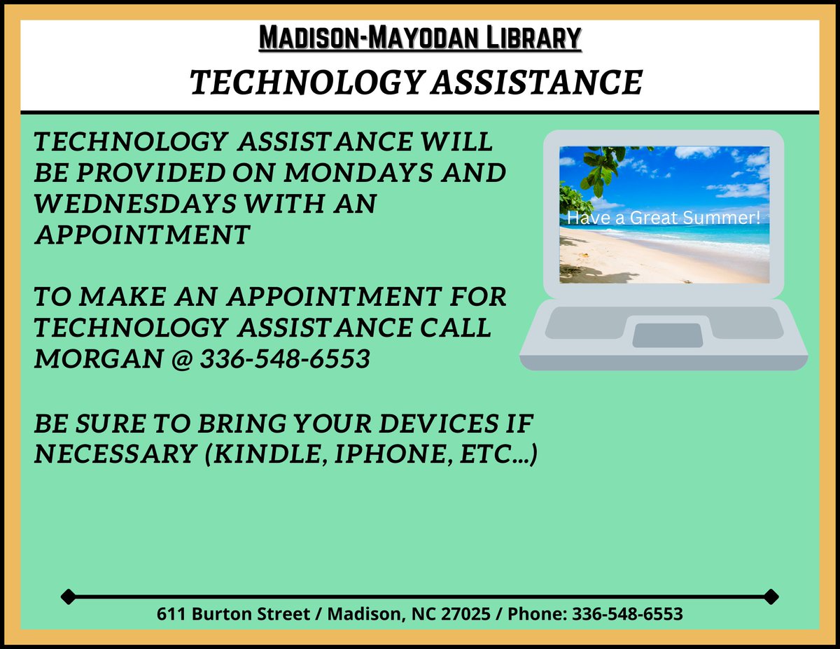 Rockingham Co Public Library on Twitter: "Need help with technology or other computer related ...