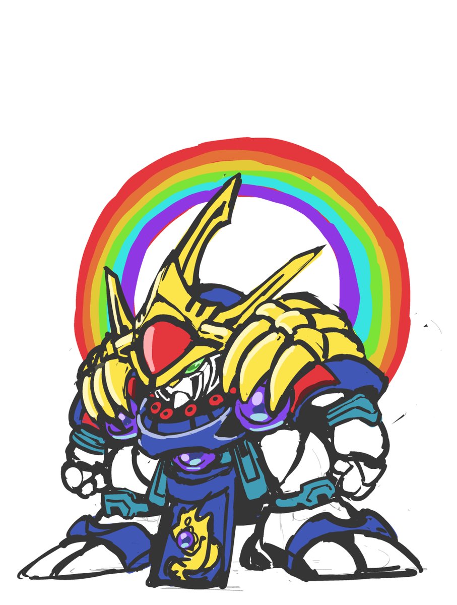 no humans robot mecha rainbow solo green eyes chibi illustration images