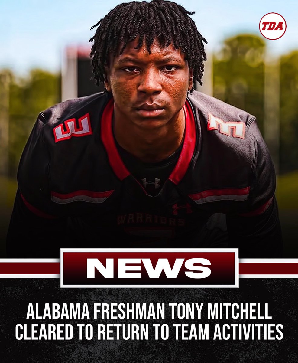 Touchdown Alabama on Twitter: "Alabama freshman DB Tony Mitchell has been cleared to return to ...