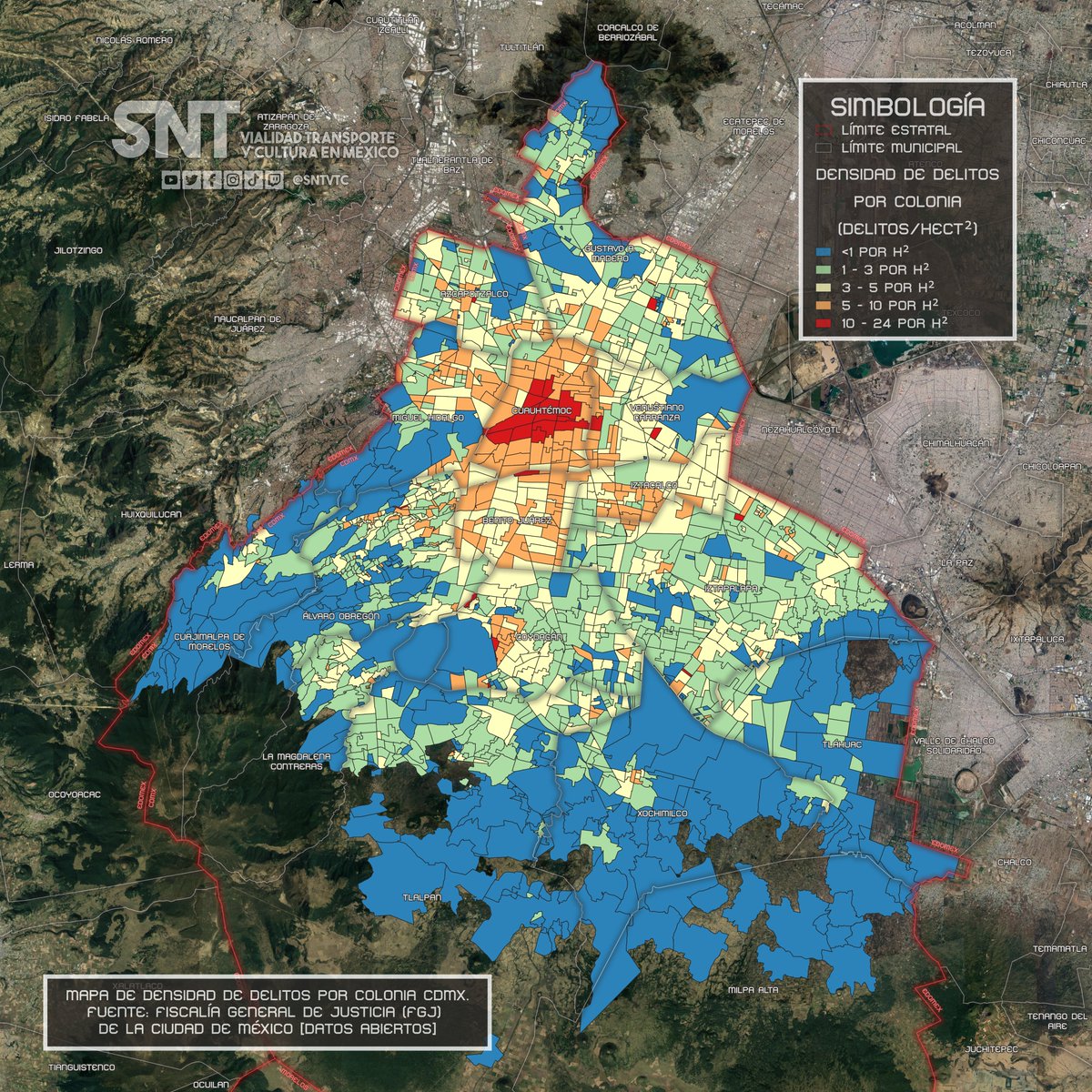 Santi VR on Twitter: "Mapas de densidad de delitos y delitos totales en la CDMX en 2022 ¿Por qué ...