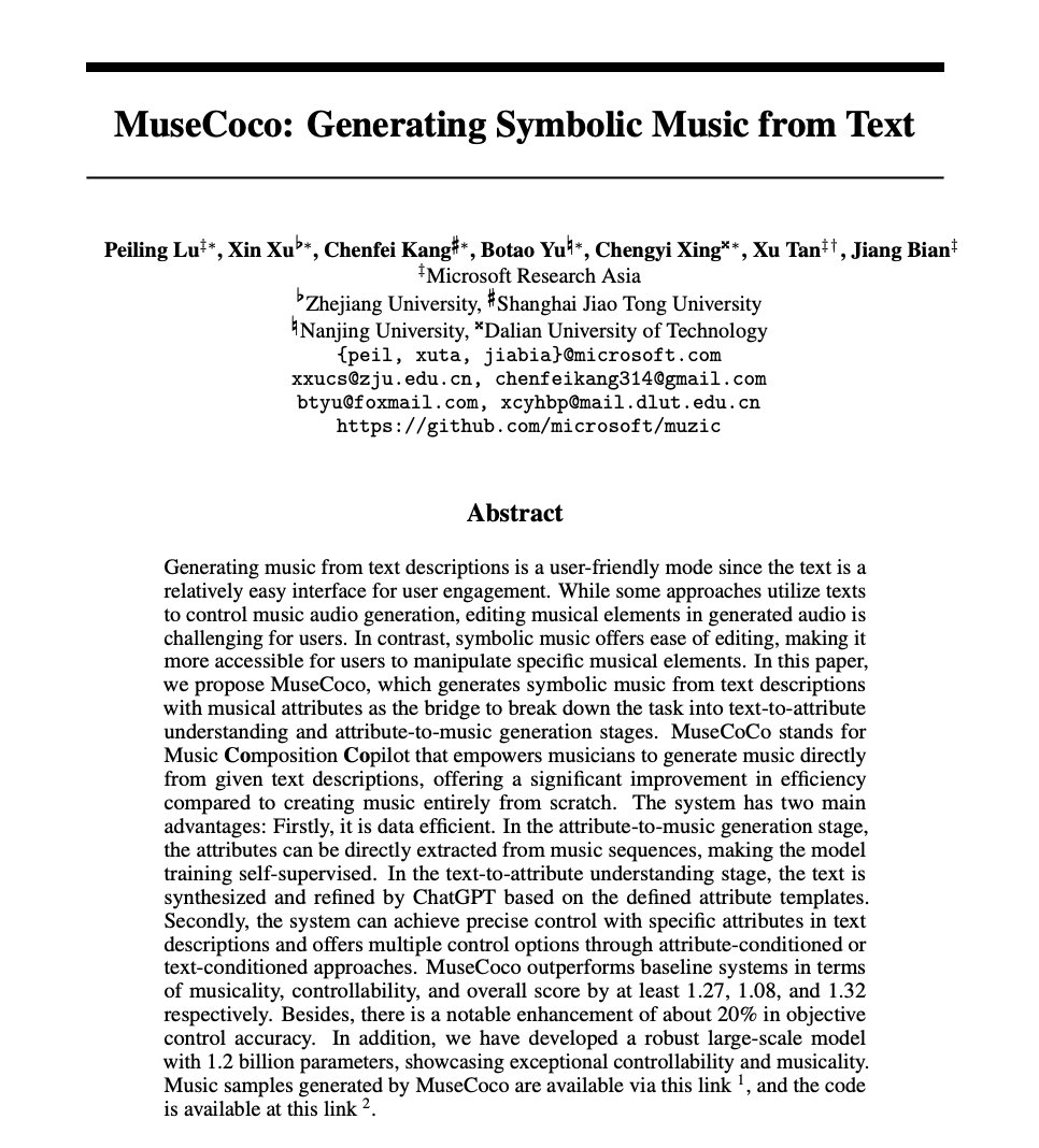 AK on Twitter: "MuseCoco: Generating Symbolic Music from Text paper page: https://t.co ...