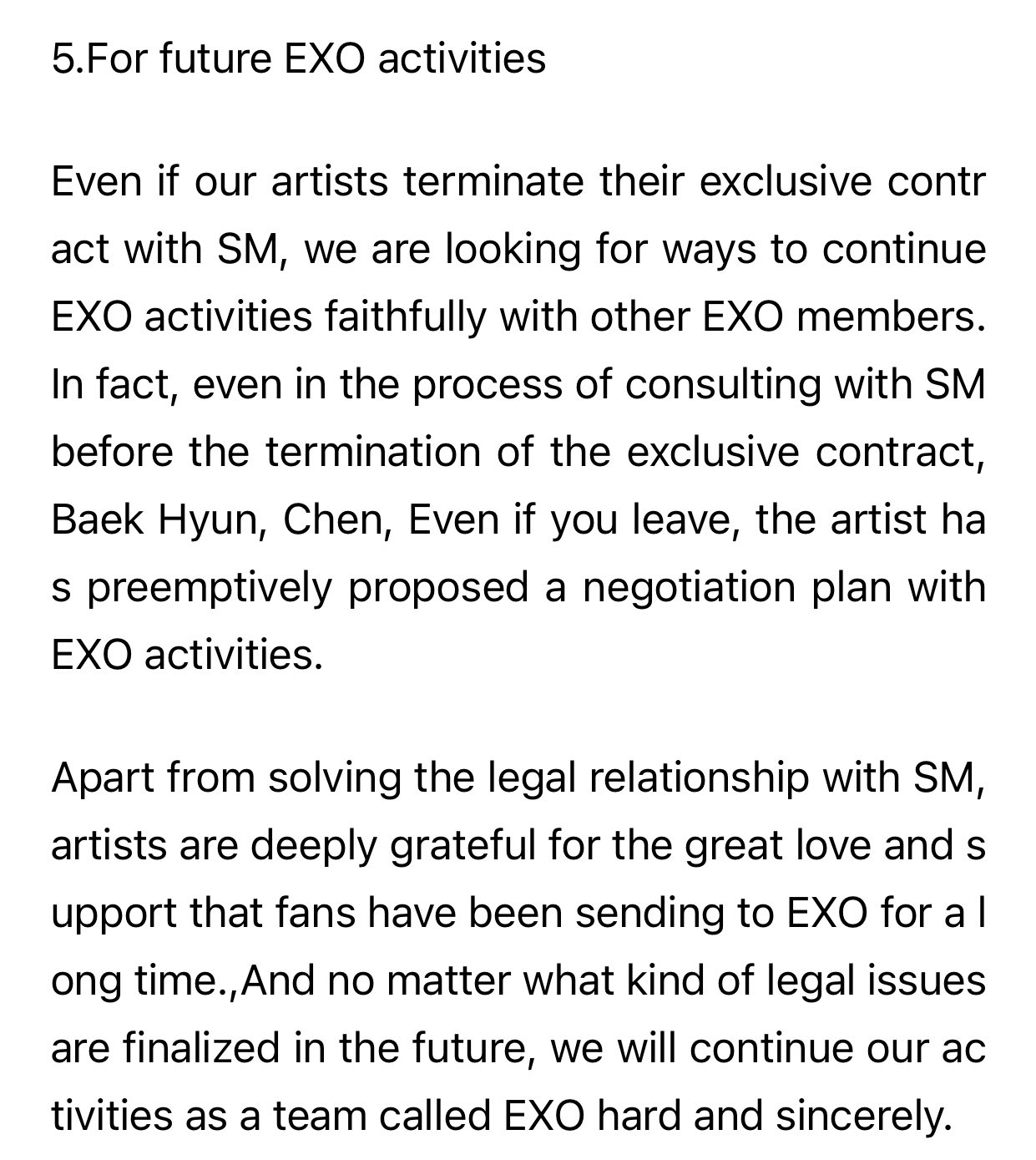 klau on Twitter: "EXO-CBX future plans with EXO activities “Even if our artists terminate their ...