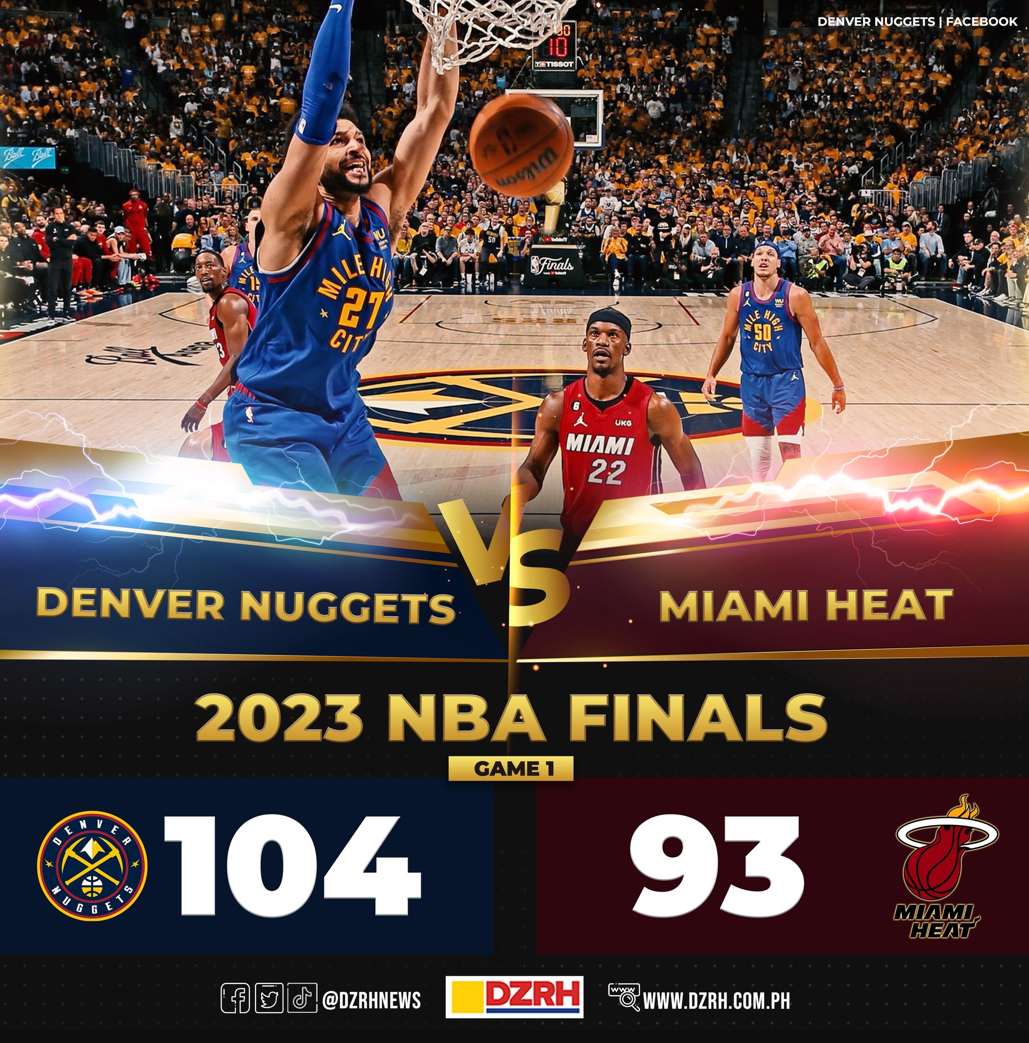 DZRH NEWS on Twitter: "JUST IN: Nanalo ang Denver Nuggets sa Game 1 ng NBA Finals championships ...