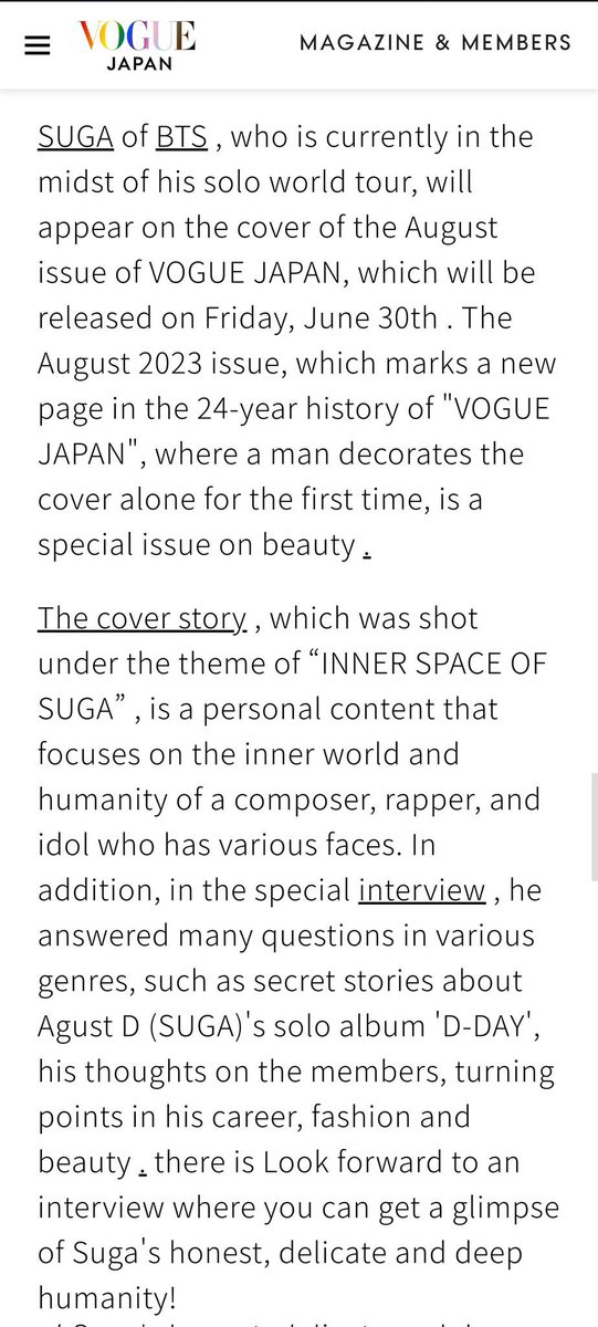 Keyti BTS⁷ ᵀᵃᵏᵉ ᵀʷᵒ on Twitter: "RT @miinvse: — Según Vogue Japón, “La historia de portada fue ...