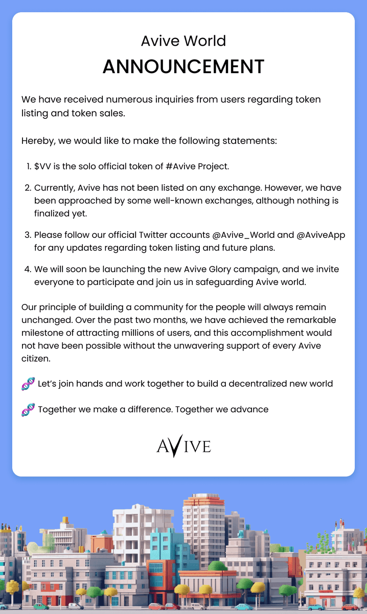 Avive APP on Twitter: "📌#AviveWorld Announcement 👇Make sure to read and let's build a new #web3 ...