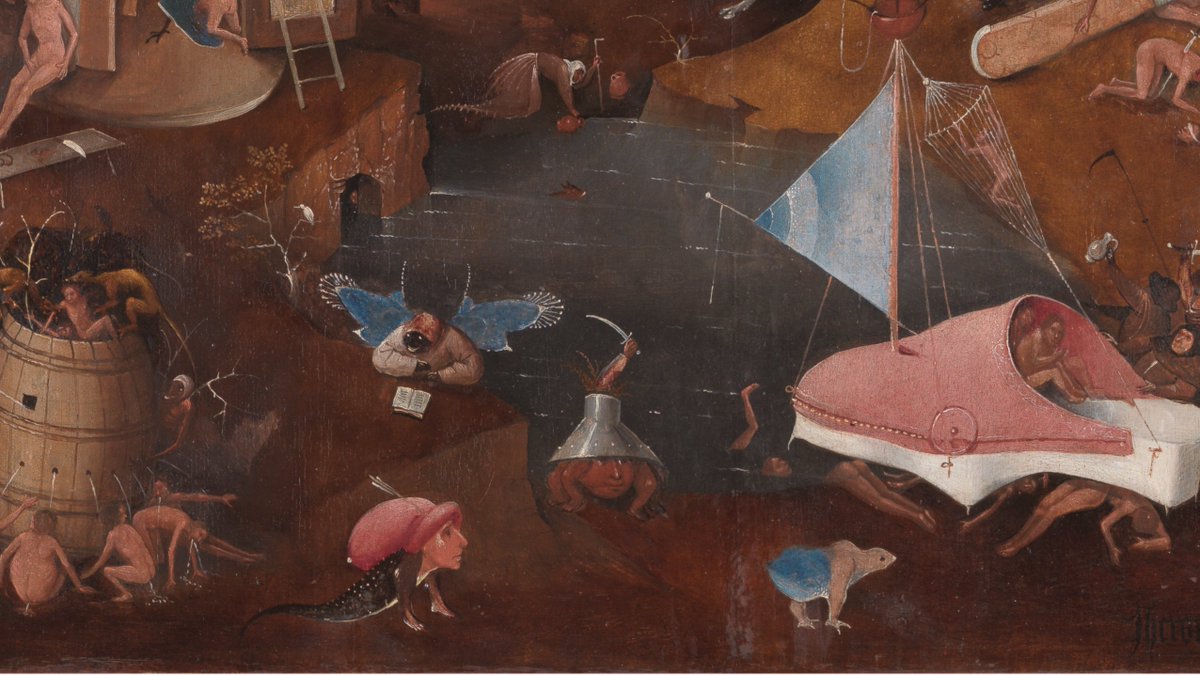 This is a panel from The Garden of Earthly Delights, painted by ...