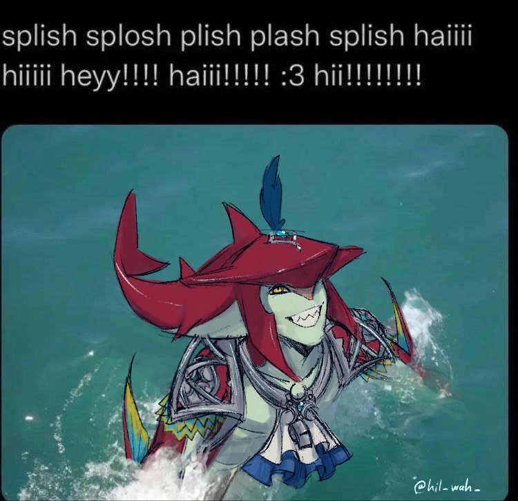 hil🌻 is playing totk on Twitter: ":3 Sidon greeting Link visiting Zora Domain 🦈 #sidon # ...