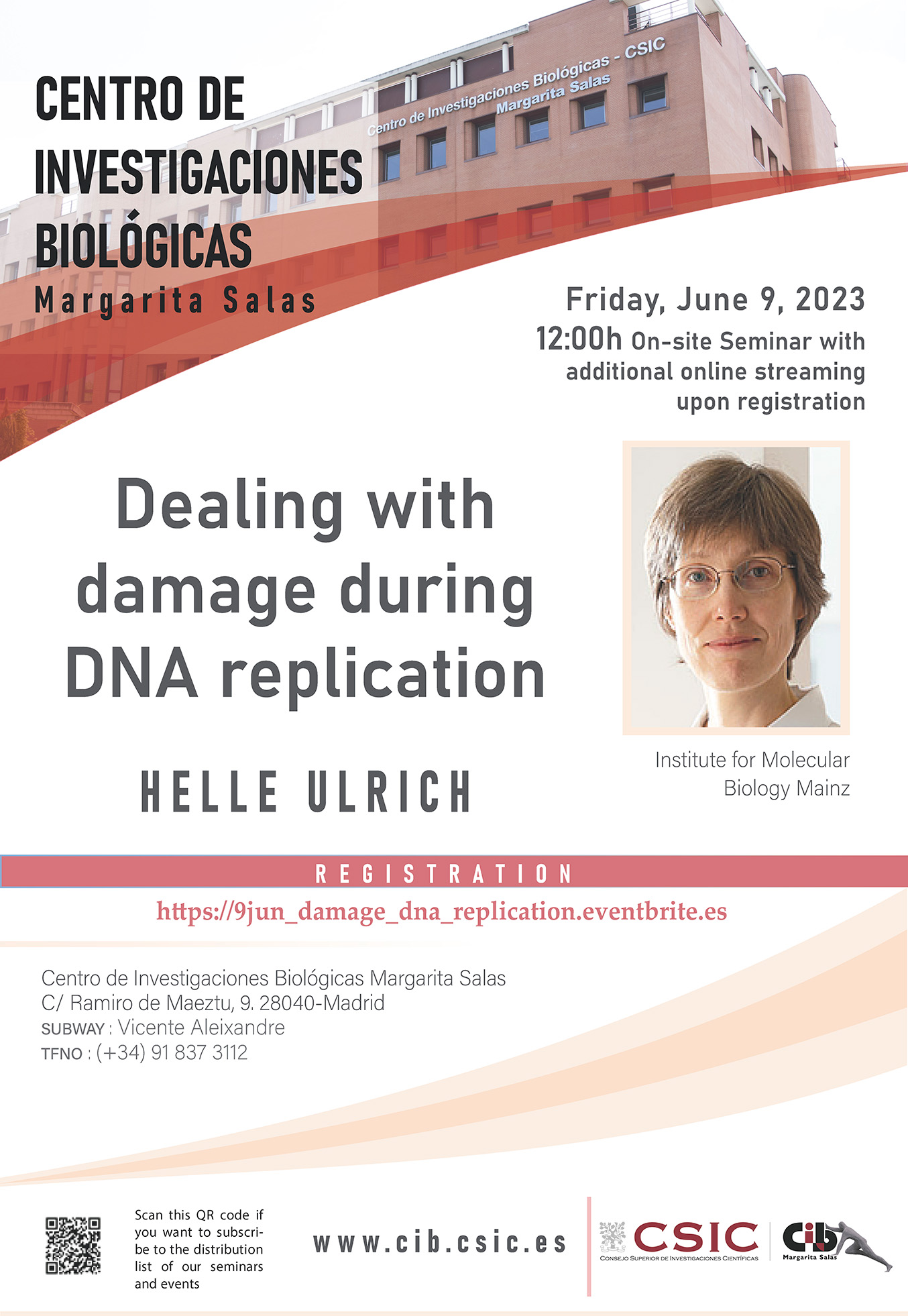 CIB Margarita Salas (CSIC) on Twitter: "#CIBseminars Dealing with damage during DNA replication ...