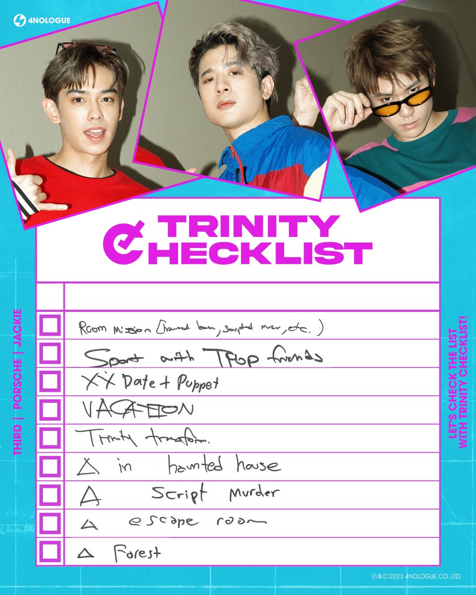 น้อนแจ๊คกี้ที่นุ่มฟู ꒱ ·͜·♡ⒿⓀ ⍣ on Twitter: "RT @TRINITY_TNT_OFC: OUR TRINITY CHECKLIST! มี ...