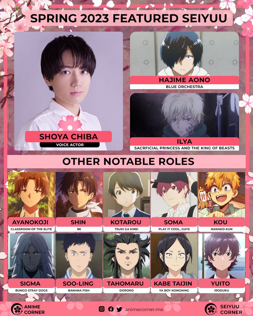 Seiyuu Corner on Twitter: "🌺 Daily Spring 2023 Featured Seiyuu: Shoya Chiba"