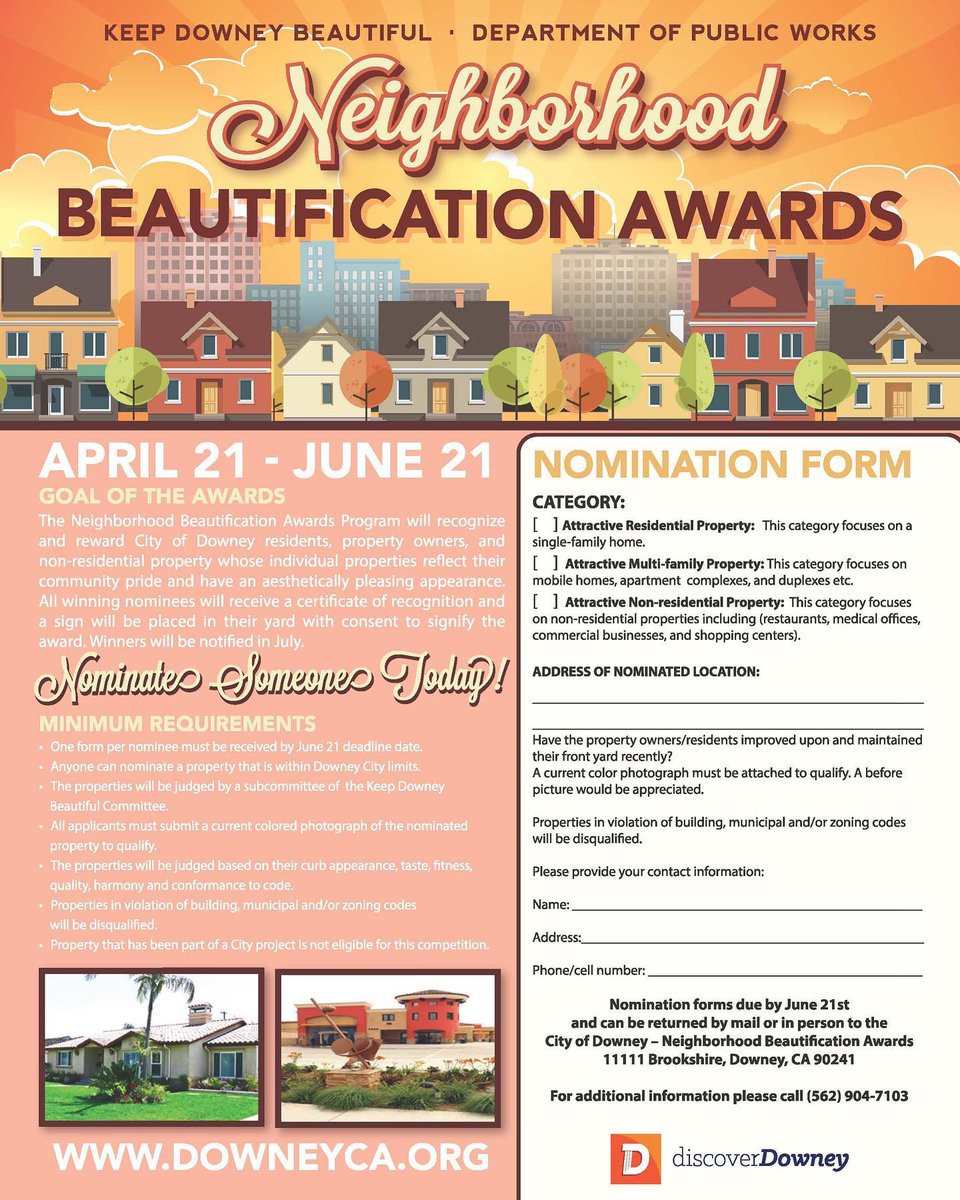 discoverdowney on Twitter: "The Neighborhood Beautification Awards ...