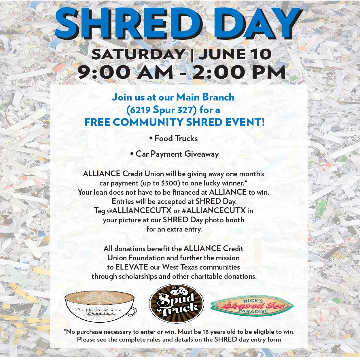 ALLIANCE Credit Union 🌵 on Twitter: "Shred Day is next Saturday, June 10th! This FREE event ...