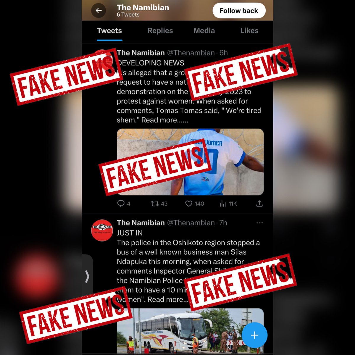 The Namibian On Twitter Fake News Account Alert The Namibian Has
