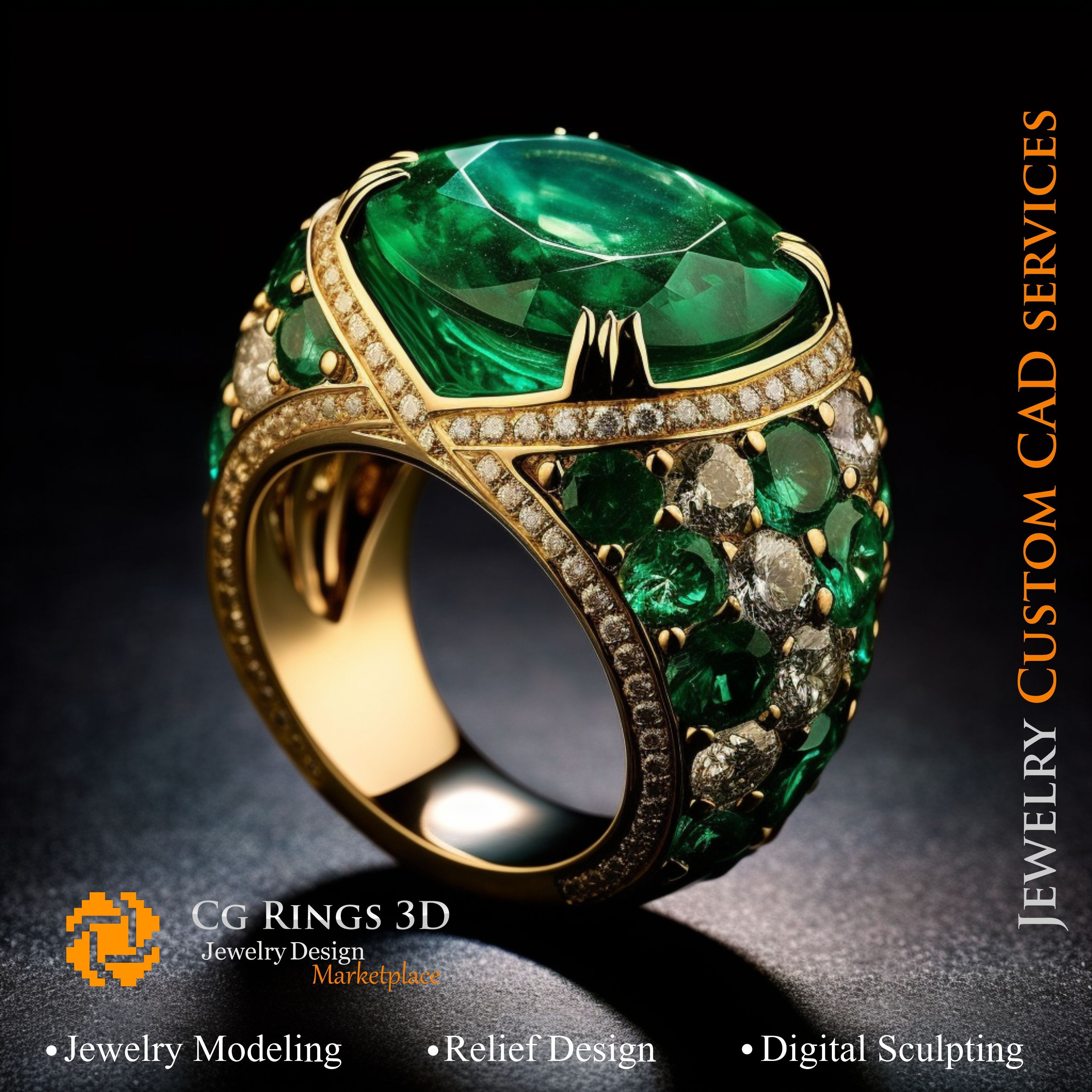 CG RINGS 3D on Twitter: "Pendant with Amber and Diamonds - 3D CAD Jewelry.3D CAD jewellery (3dm ...