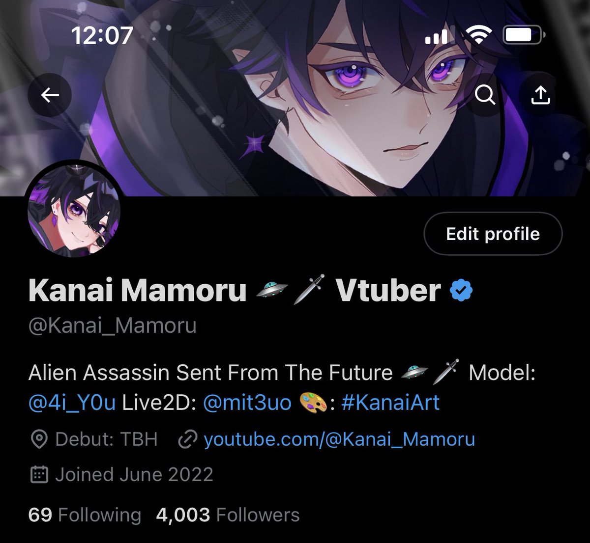 Kanai Mamoru 🛸🗡 Vtuber on Twitter: "Thank you for 4000 💜🥹🎉"