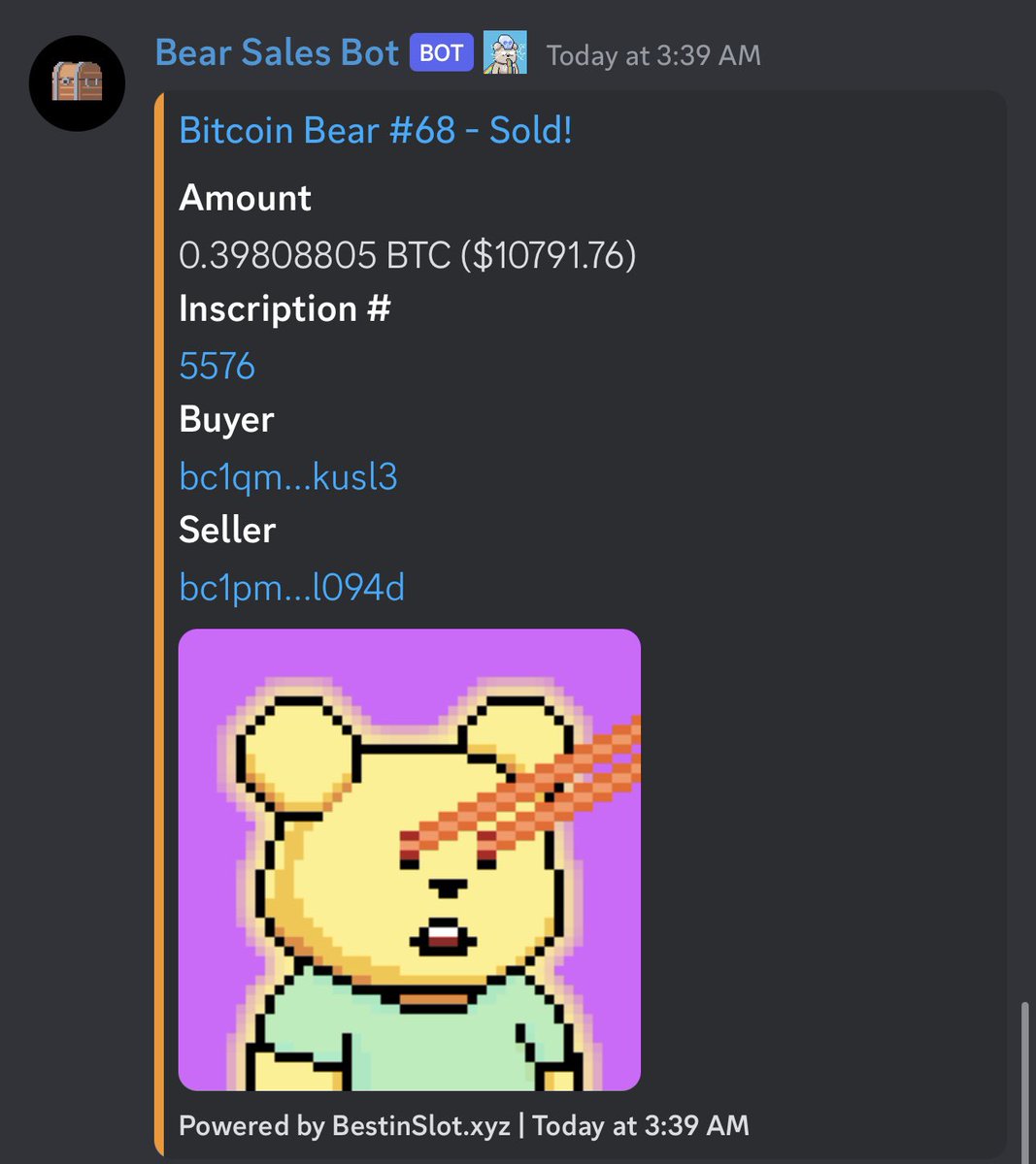 Bitcoin Bears on Twitter: "A Bear and a Special Cub have found a new home 🏠 🐻 Bear #68 sold for ...