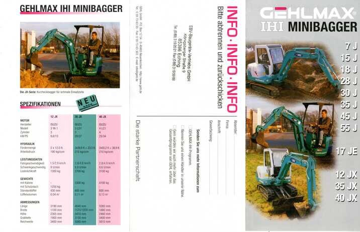 建設機械化ライブラリー on Twitter: "GEHLMAX IHI MINIBAGGER 7J/15J/28J/30J/35J/45J/55J/17JE/12JX/35JX/40JX ...