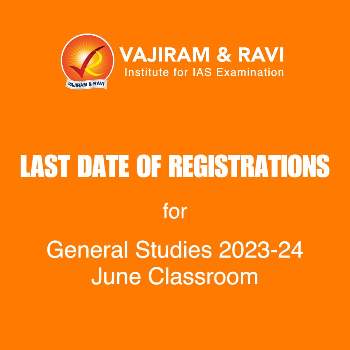 Vajiram & Ravi on Twitter: "LAST DATE TO REGISTER! Enrol for General Studies 2023-24 June ...