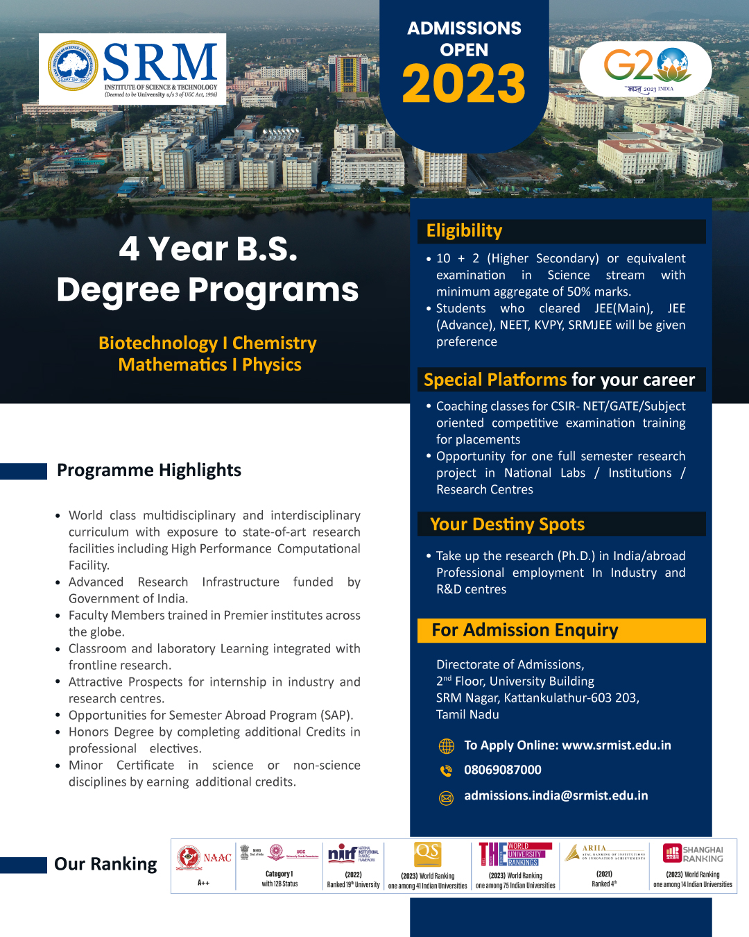 SRM Institute of Science and Technology on Twitter: "Explore exciting opportunities with our 4 ...