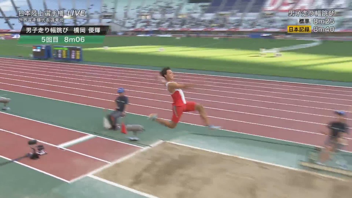 Nhkスポーツ On Twitter 【速報!】日本陸上🏃♂️🏃♀️ 男子走り幅跳び 橋岡優輝 選手 5回目で8m超えのジャンプ 8m06 で再びトップに! 📺総合とnhkプラスで