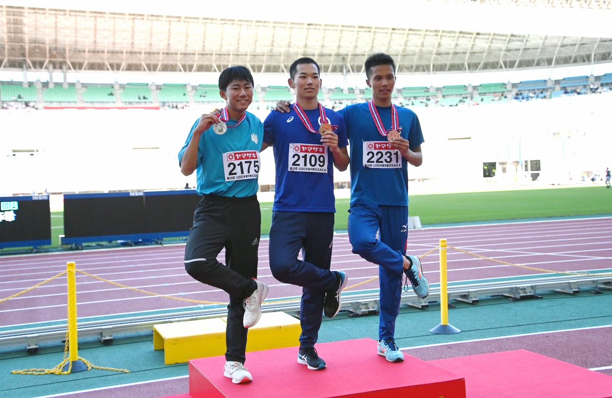 日本陸上競技連盟 on Twitter: "【#U20日本選手権】 ／ U20男子400mハードル 表彰式 \ 1位🥇#今西亮太（順天堂大）50秒94 ※自己新 2位🥈#山田那央（筑波大）51 ...
