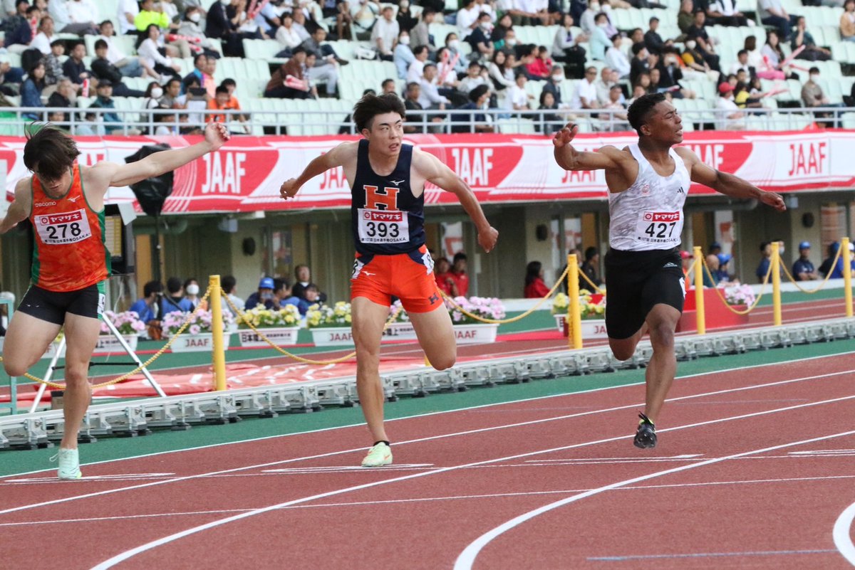 日本陸上競技連盟 on Twitter: "【#日本選手権】 📸男子100m予選6組 1着 #本郷汰樹（オノテック）10秒25 Q 2着 #木下直（福井工業大）10.52 Q 3着 #岡本祥 ...