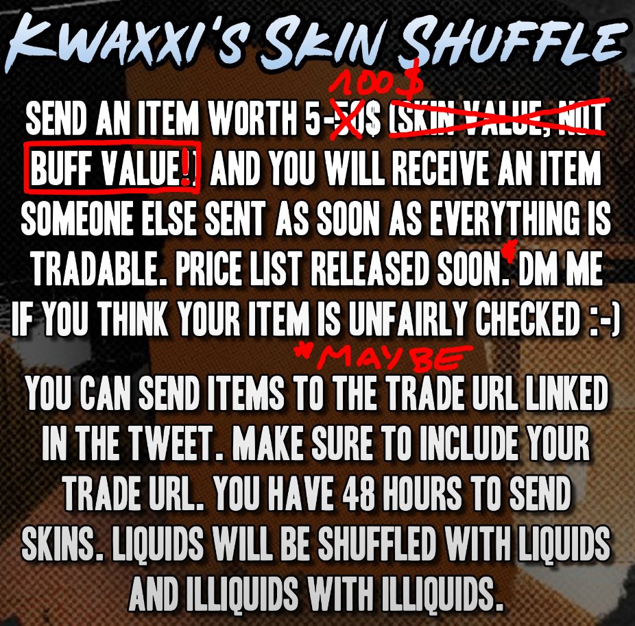 Kwaxxi on Twitter: "SKIN SHUFFLE ANNOUNCEMENT READ TEXT (pic 1) FOR ...