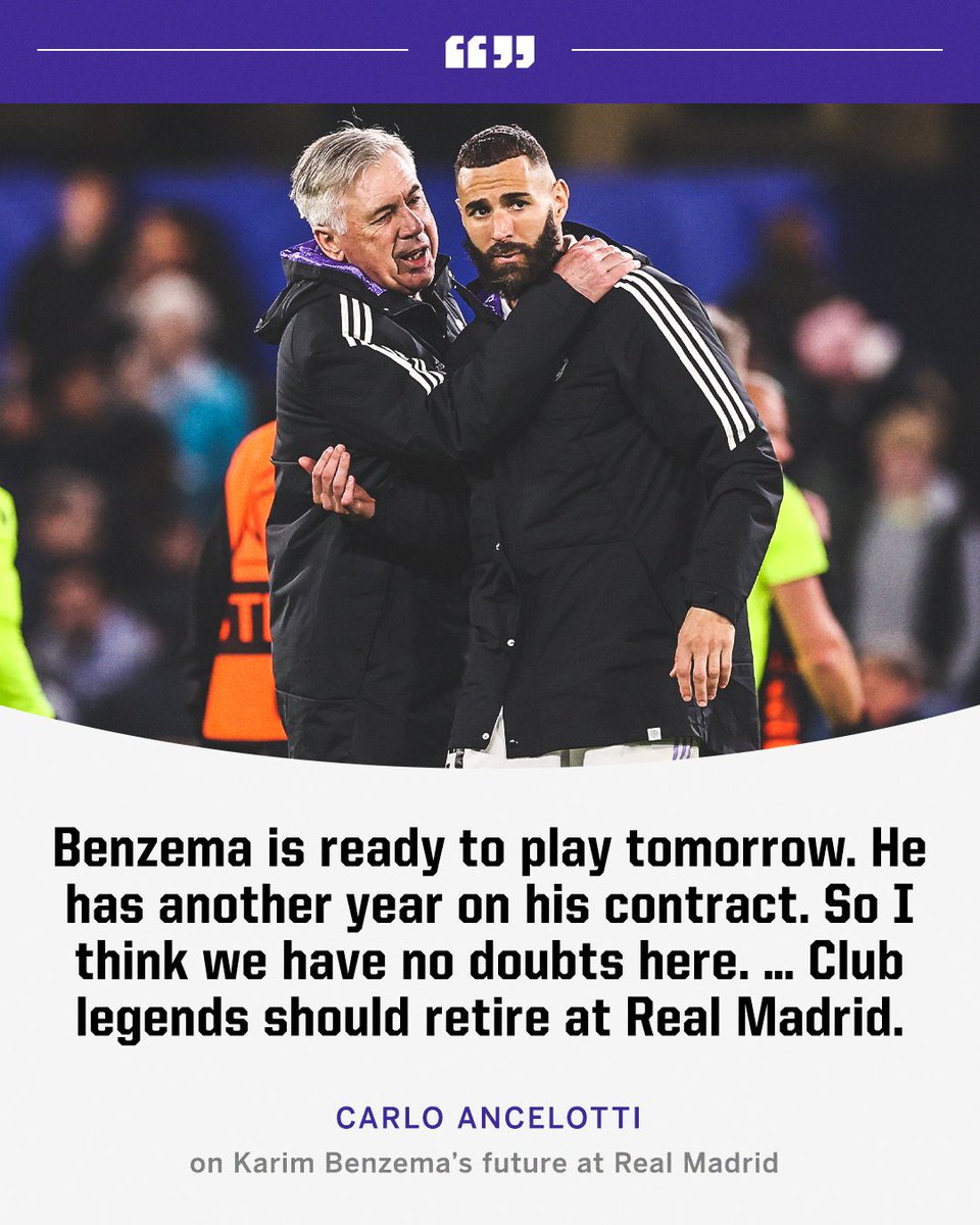 ESPN FC on Twitter: "Carlo Ancelotti shared his thoughts on Karim Benzema's future at Real Madrid 👀"