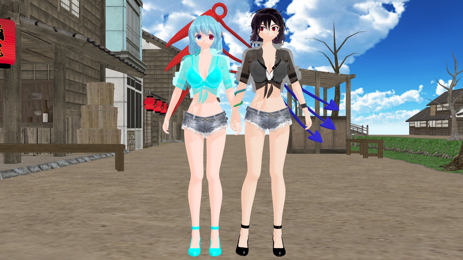 なし on Twitter: "遅刻スミマセン #深夜の真剣MMD60分一本勝負 お題 こがぬえ人里デート お借りした物 MMD 樋口M様 スカイドーム 怪獣対若大将P様 人里 鯖缶様 ポーズ ...