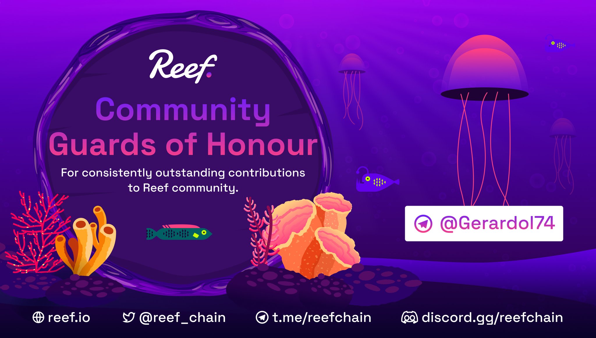🐠 Reef on Twitter: "🏆 Time to announce the #Reef Community Guards of Honour! Telegram username ...