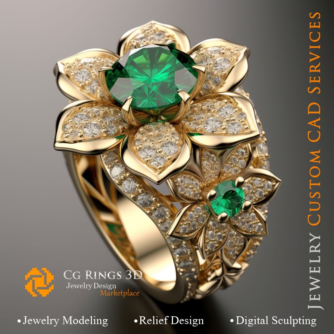 CG RINGS 3D on Twitter: "Pendant with Amber and Diamonds - 3D CAD Jewelry.3D CAD jewellery (3dm ...