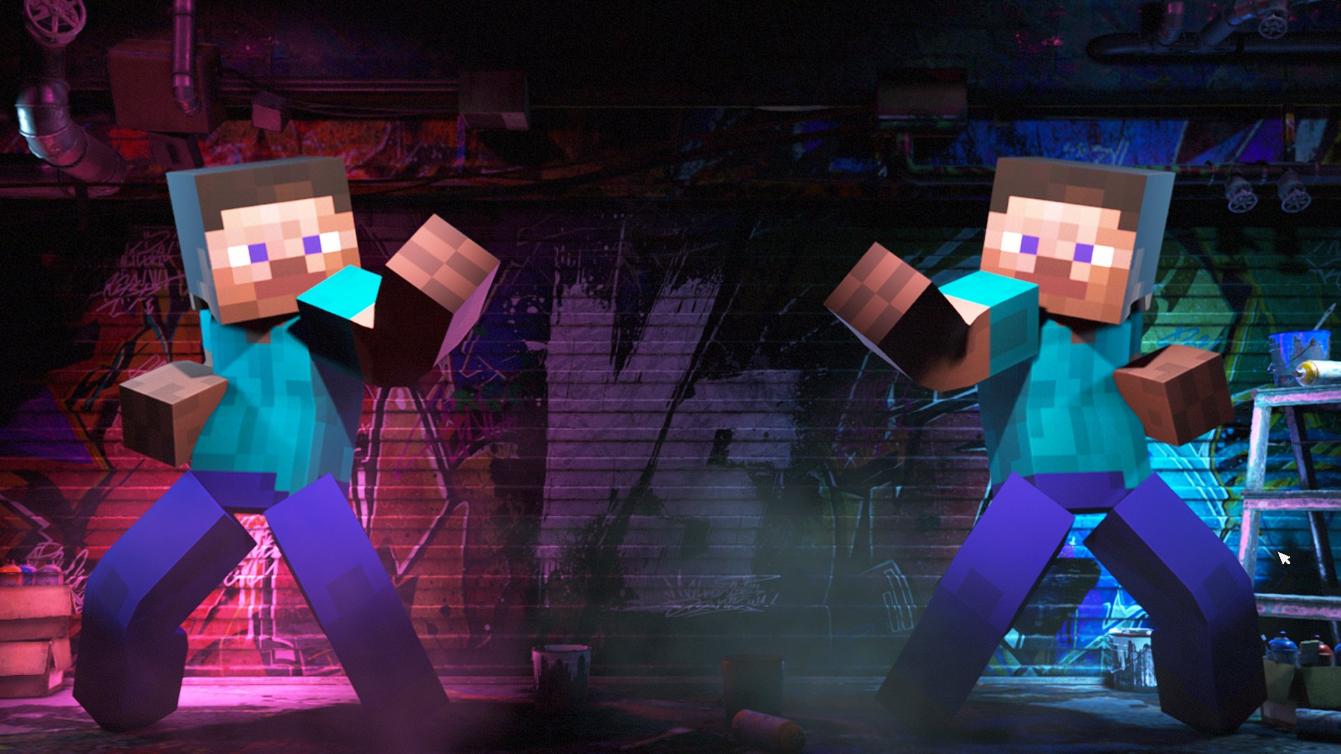 Minecraft Steve Vs Herobrine Wallpaper