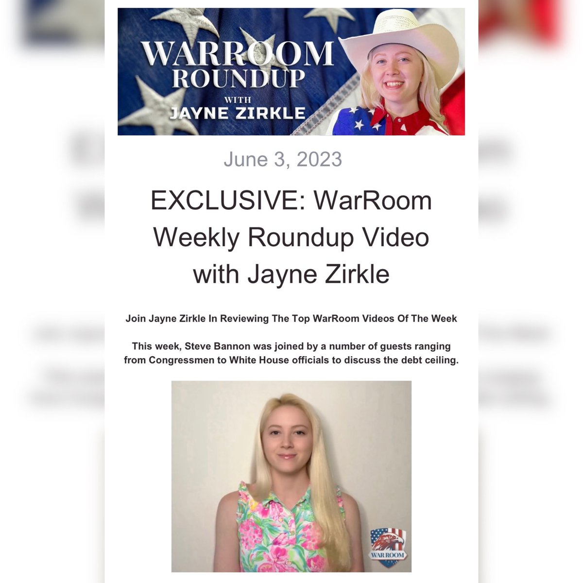 Grace Chong 🇺🇸 on Twitter: "ANNOUNCEMENT: EXCLUSIVE WarRoom Roundup Video with Jayne Zirkle ...