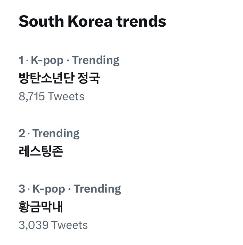 Golden Times On Twitter Twitters S Korean Trends Top 3 Now 1 황금막내