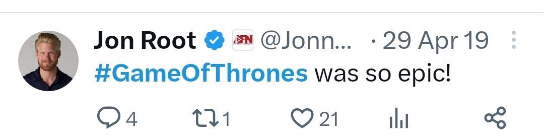 John Nantz on Twitter: "Here’s the real @JonnyRoot_ gleefully watching and promoting a show that ...