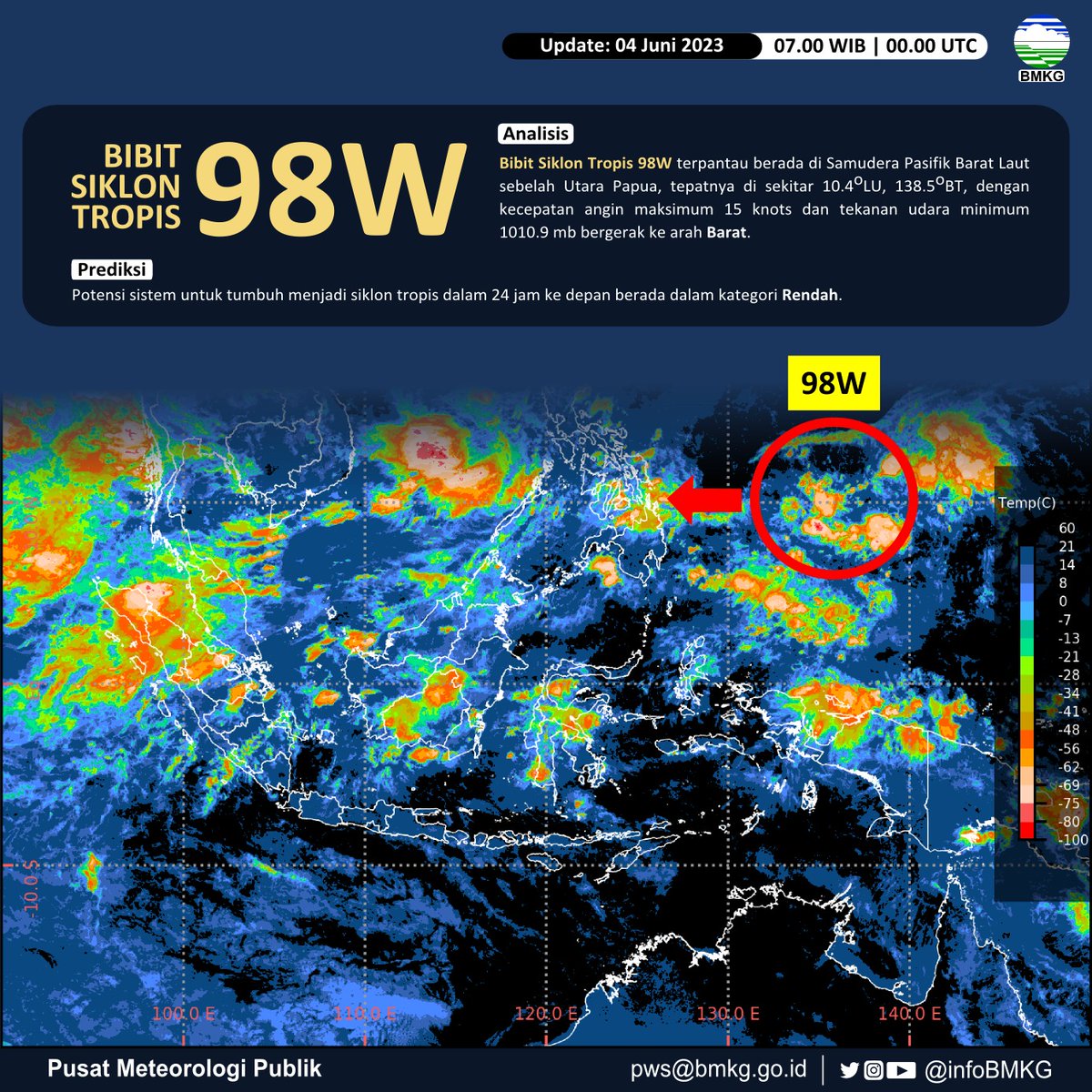 BMKG on Twitter: "Bibit Siklon Tropis 98W terpantau di Samudera Pasifik Barat Laut sebelah Utara ...