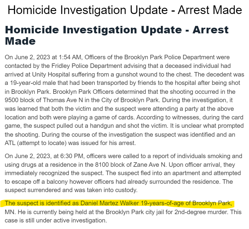 Crimewatchmpls On Twitter Arrest Made In The June 2 Brooklyn Park
