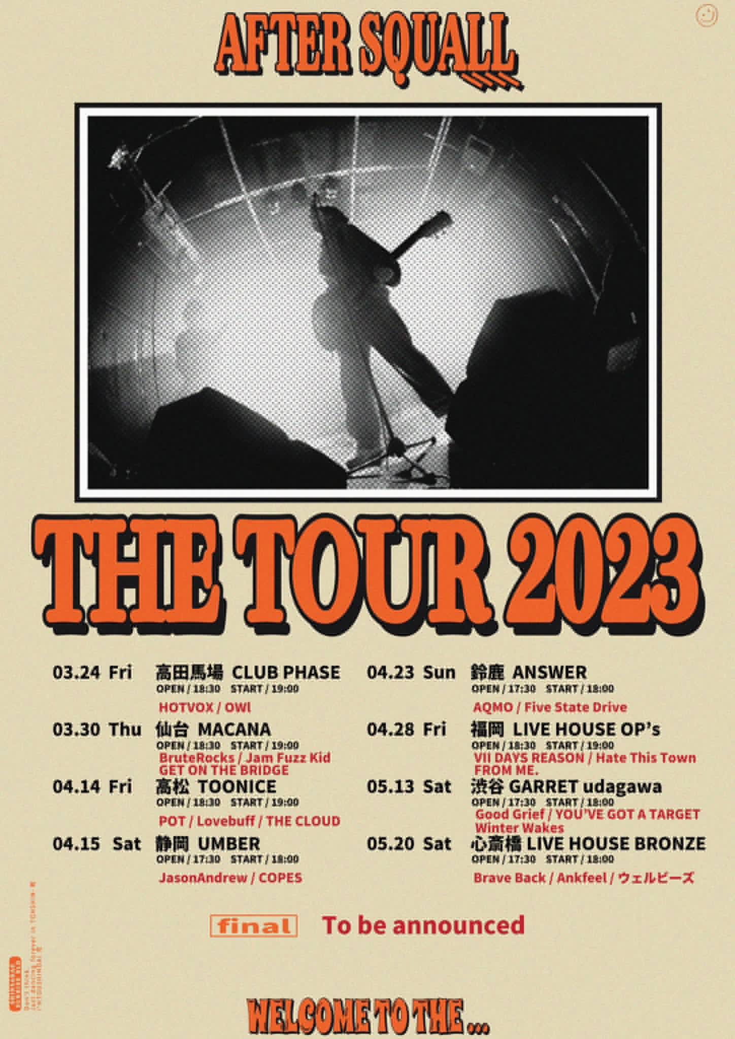 AFTER SQUALL on Twitter: "🌐ツアーファイナル🌐 6/26(月) 名古屋ell.SIZE AFTER SQUALL “THE TOUR 2023” w/ Dear ...