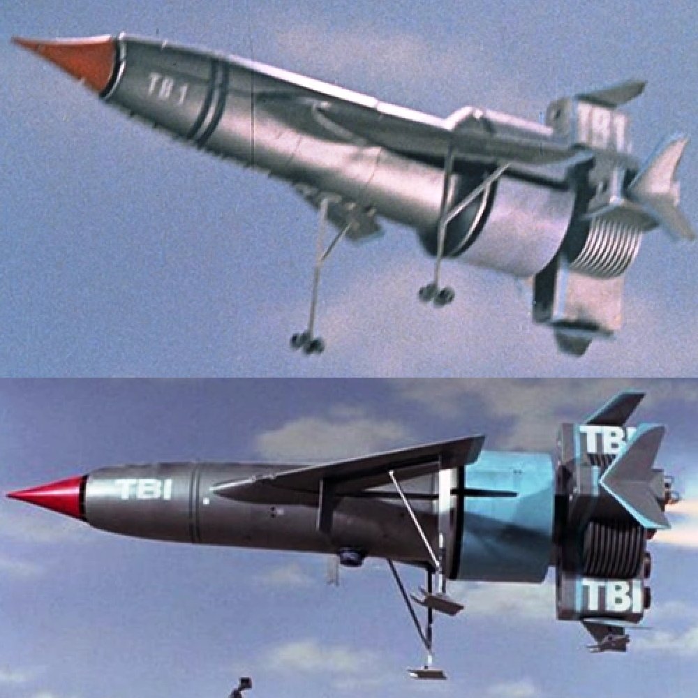 Baden Northey on Twitter: "Which Thunderbird 1 design do you prefer, landing gear with feet or ...