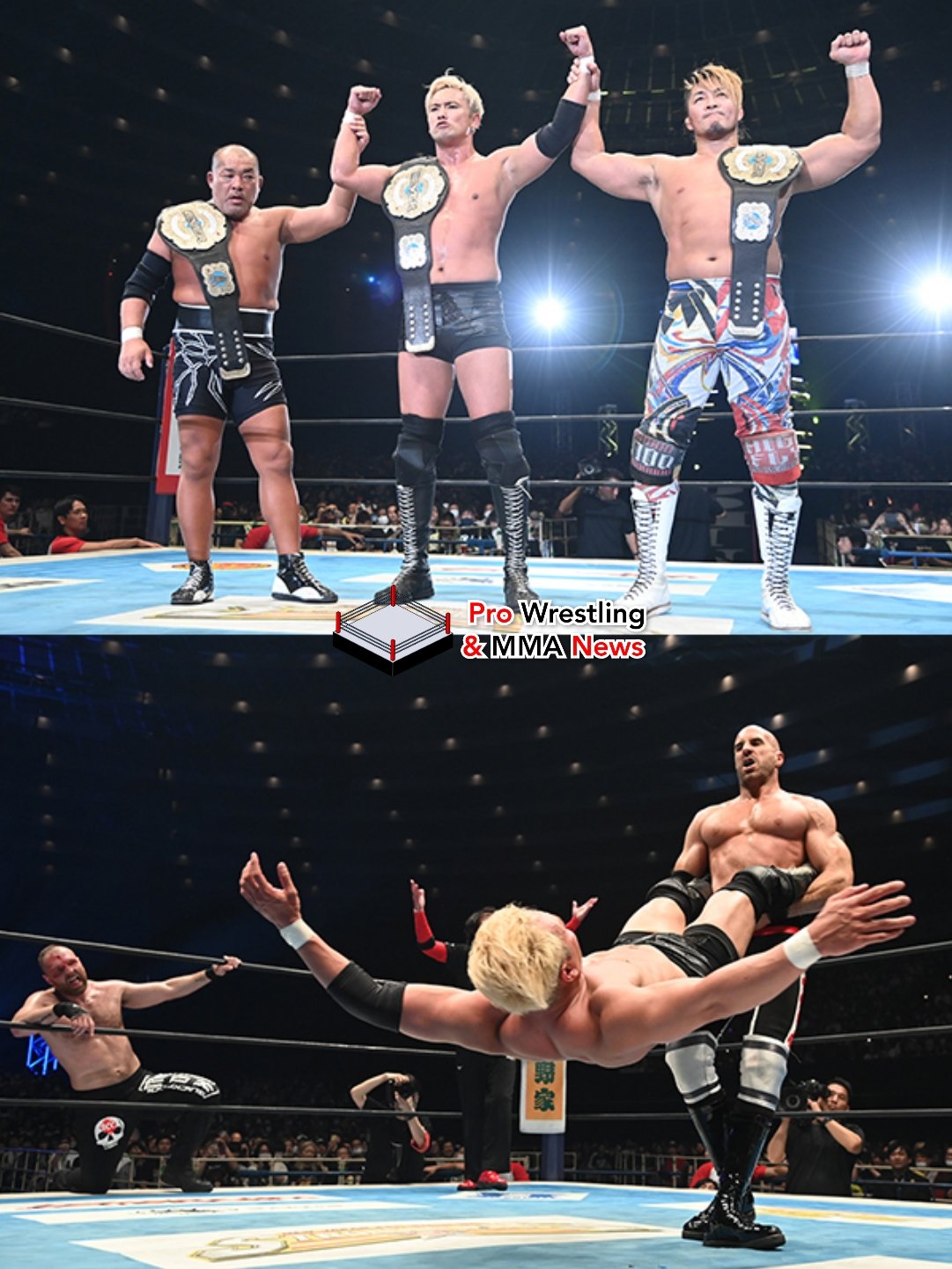 Pro Wrestling & MMA News on Twitter: "Okada, Tomohiro Ishii & Hiroshi Tanahashi Defeated Jon ...